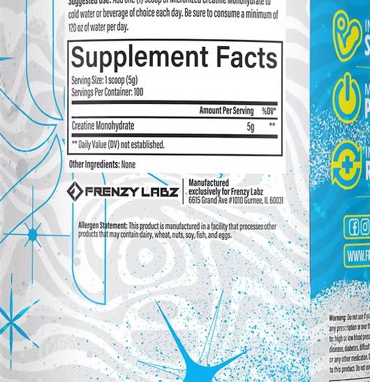 Frenzy Labz Creatine Monohydrate 500g – LSResearch