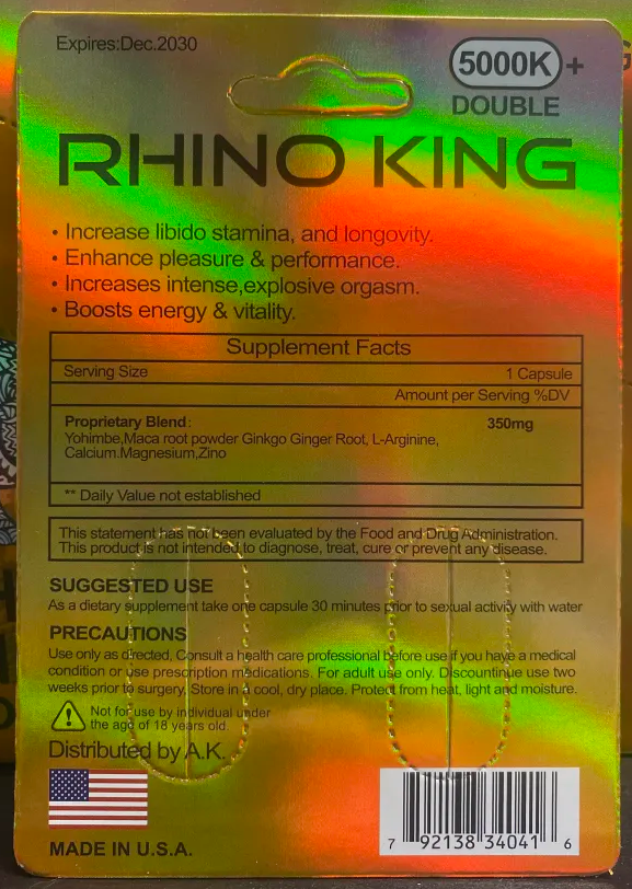 Rhino King Gold 5000K Double Capsule Male Enhancement – LSResearch