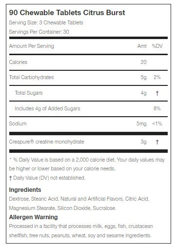 MuscleTech: Creatine Chews, Citrus Burst, 90 Chews – LSResearch