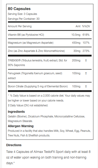 Allmax: TestoFX Sport, 80 Capsules – LSResearch